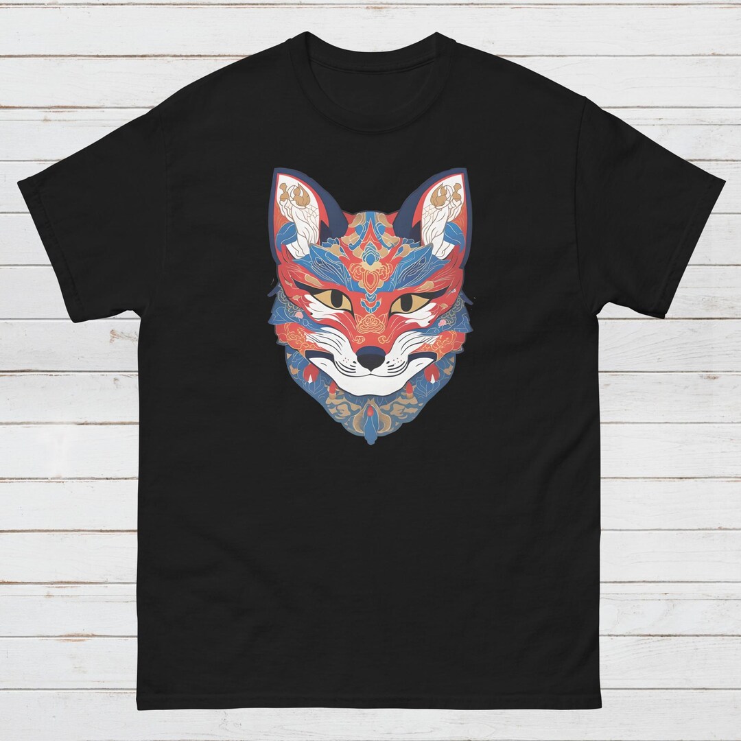 Kitsune Fox Mask Japanese T Shirt Mens Womens Unisex Kitsunemen ...