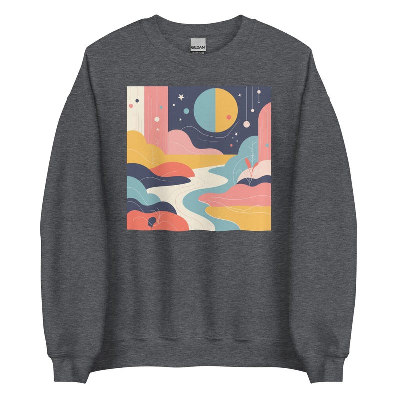 Abstract Landscape Print Sweatshirt, Modern Geometric Pullover - Etsy