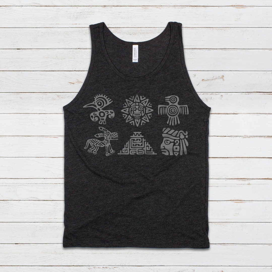Aztec Mayan Symbols Tank Top Vest Vegan Incan Art Peru Quetzalcoatl ...
