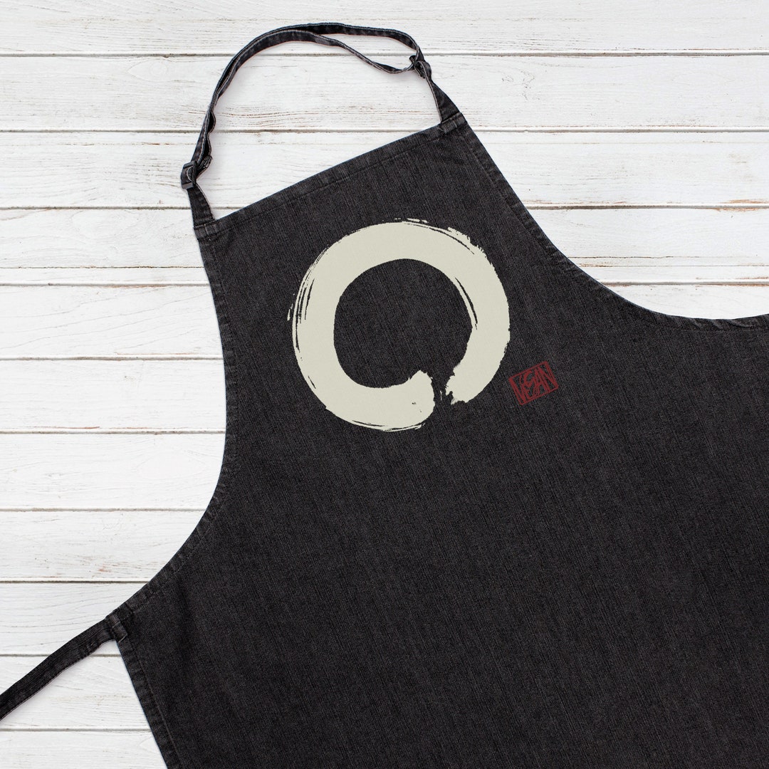 Vegan Apron: Japanese Enso Circle Print, Unisex Chef Apron - Etsy UK