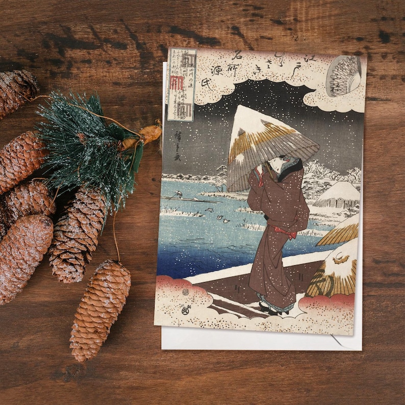 Japanese Ukiyo-e Art Greeting Cards Christmas Card Set Xmas New Year ...