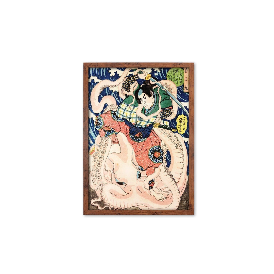 Japanese Art Samurai Octopus Framed Mounted Ukiyo-e Wall Decor Print ...