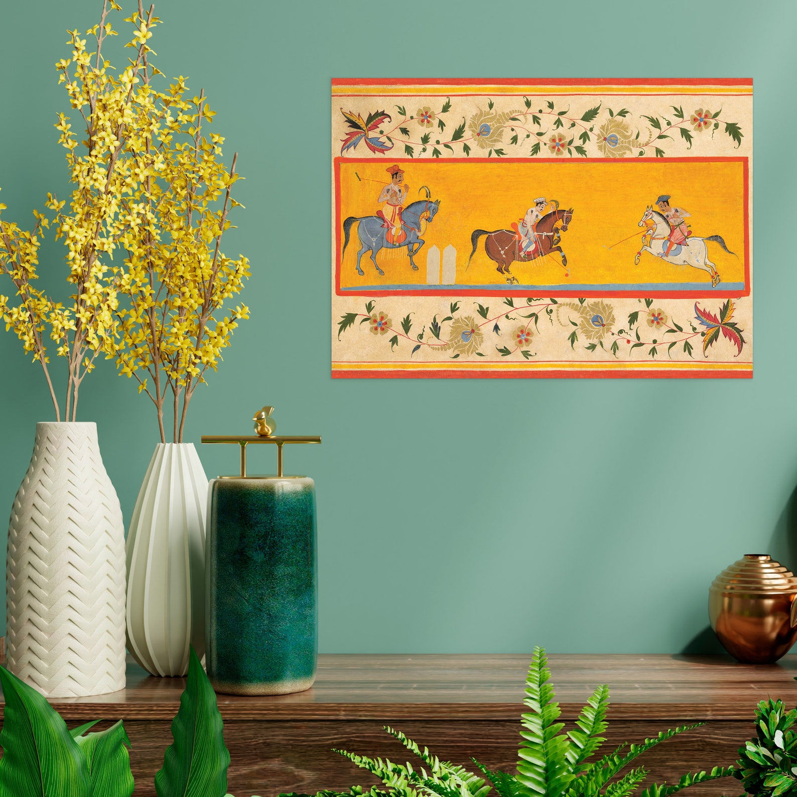 Indian Polo Players Art Print, Rajasthan Miniature Painting (A3) - Etsy
