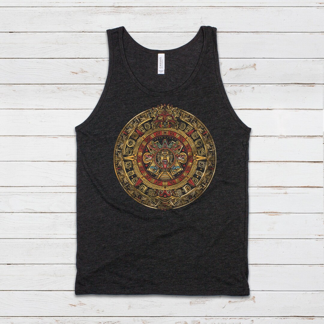 Aztec Mayan Round Calendar Symbols Tank Top Vest Vegan Incan Art Peru ...