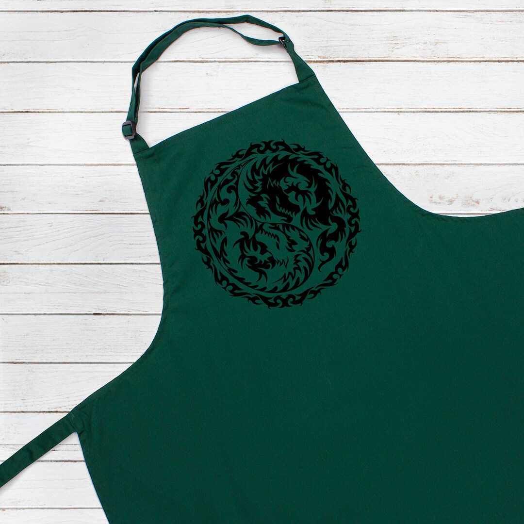 Yin Yang Dragon Apron Peace Zen Yoga Tai Chi Taijitu Taosim Womens Mens ...