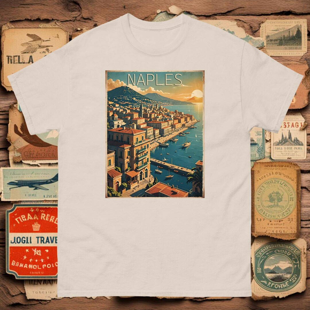 NAPLES Vintage Travel Poster T Shirt Italy Men's T-shirt Classic Retro ...