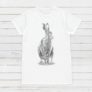 Wild Hare T Shirt Artist Pencil Sketch Drawing Animal Print Rabbit ...