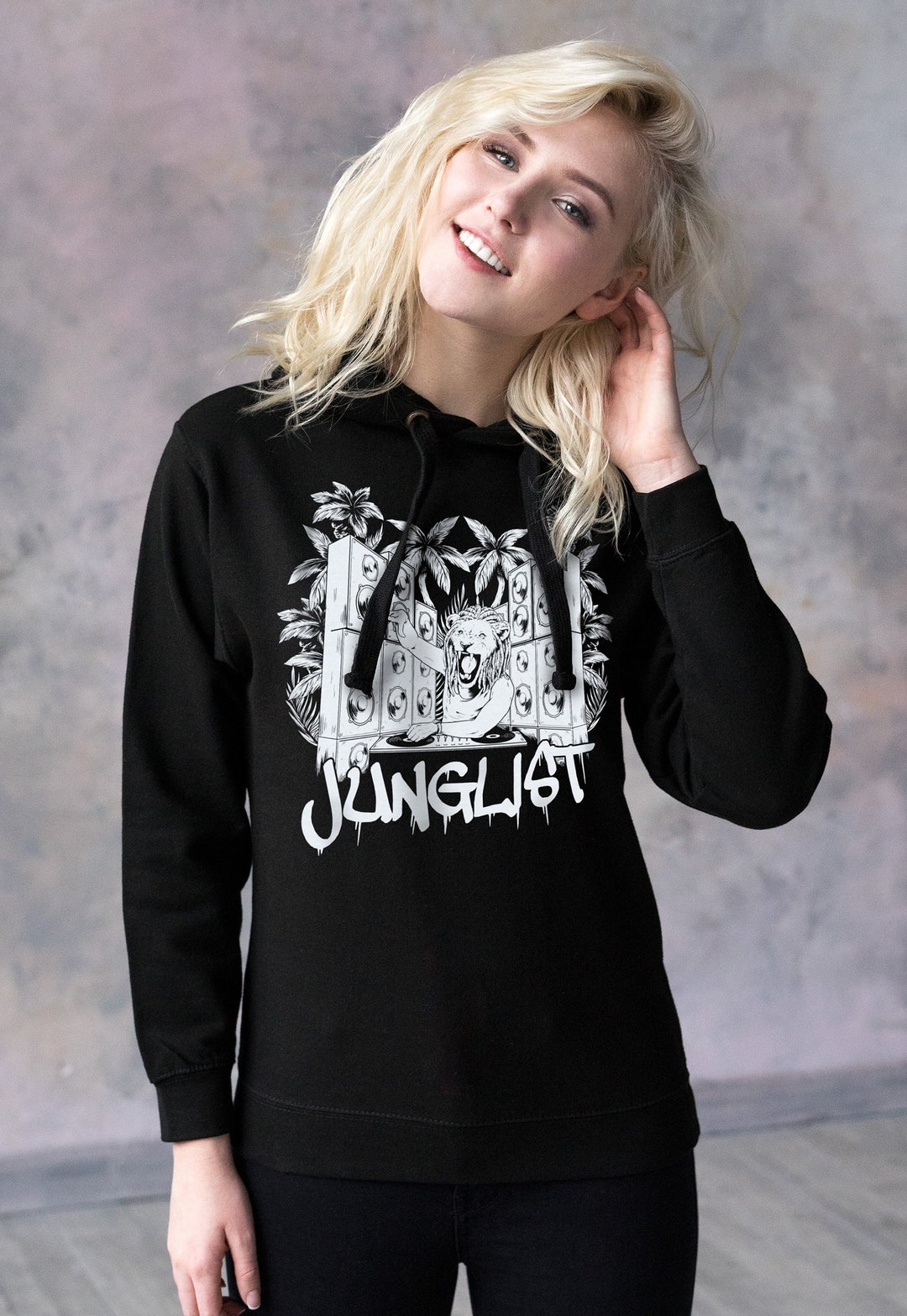 Junglist Lion DJ Hoodie - Drum and Bass Music Hooded Top - Etsy