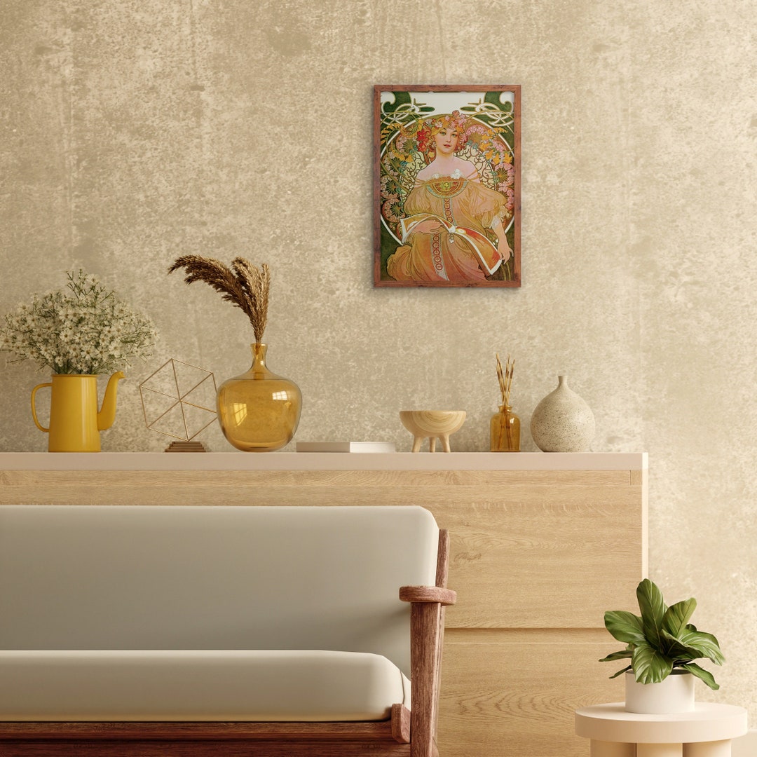 Framed Alphonse Mucha "reverie" Art Nouveau Print - Etsy