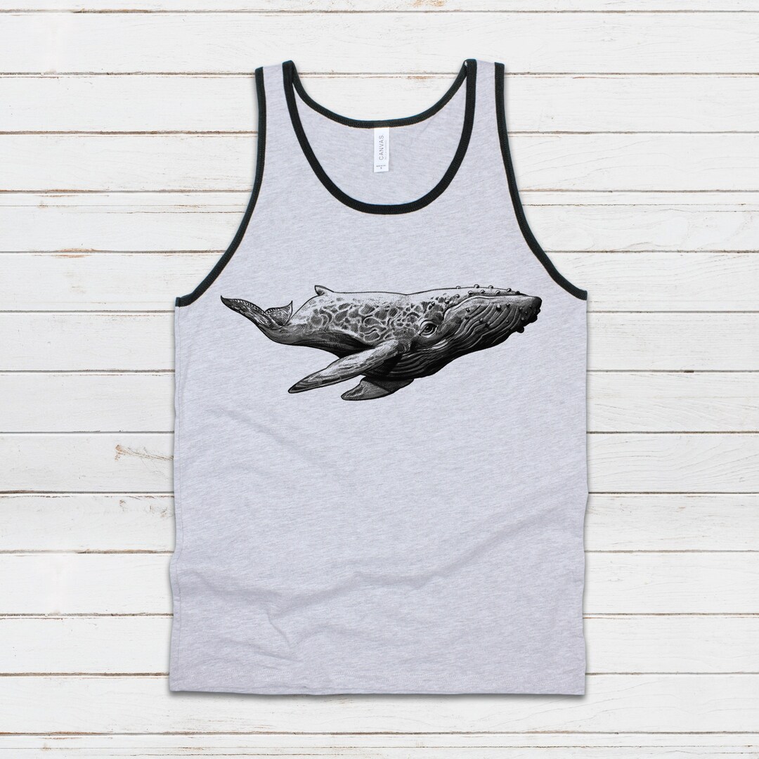 Humpback Whale Tank Top Traditional Art Pencil Drawing Design Print ...