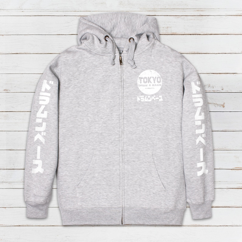 Tokyo Drum & Bass Zip up Hoodie Japanese Japan Streetwear Jungle ...