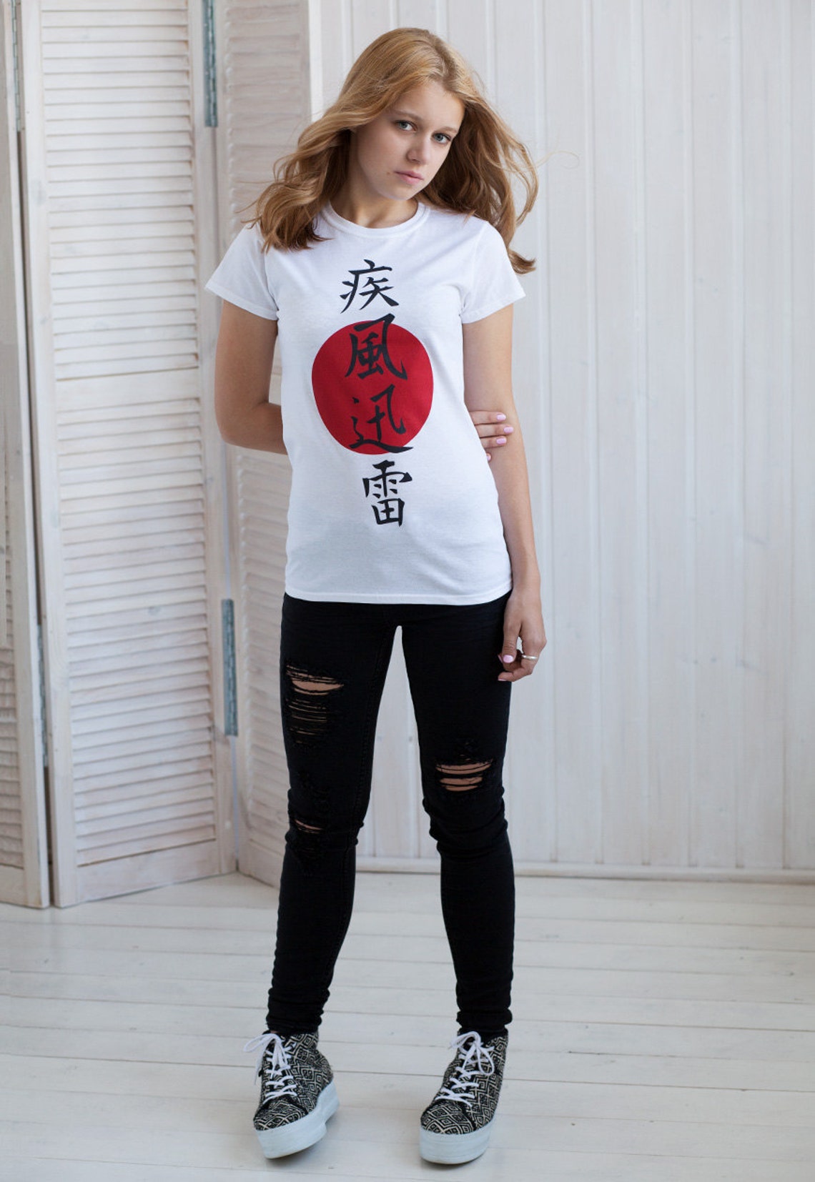 Japanese T Shirt Lightning Japan Writing Traditional - Etsy UK