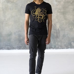 Octopus Japanese Calligraphy T Shirt Gyotaku Traditional Art Japan ...