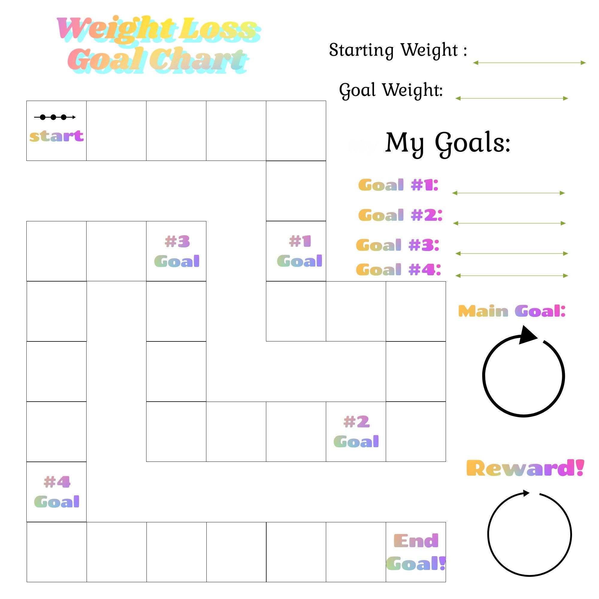 Weight Loss Goal Chart PDF File Tracker Motivational New Etsy Weight Loss Goal Chart PDF File Tracker Motivational New Etsy