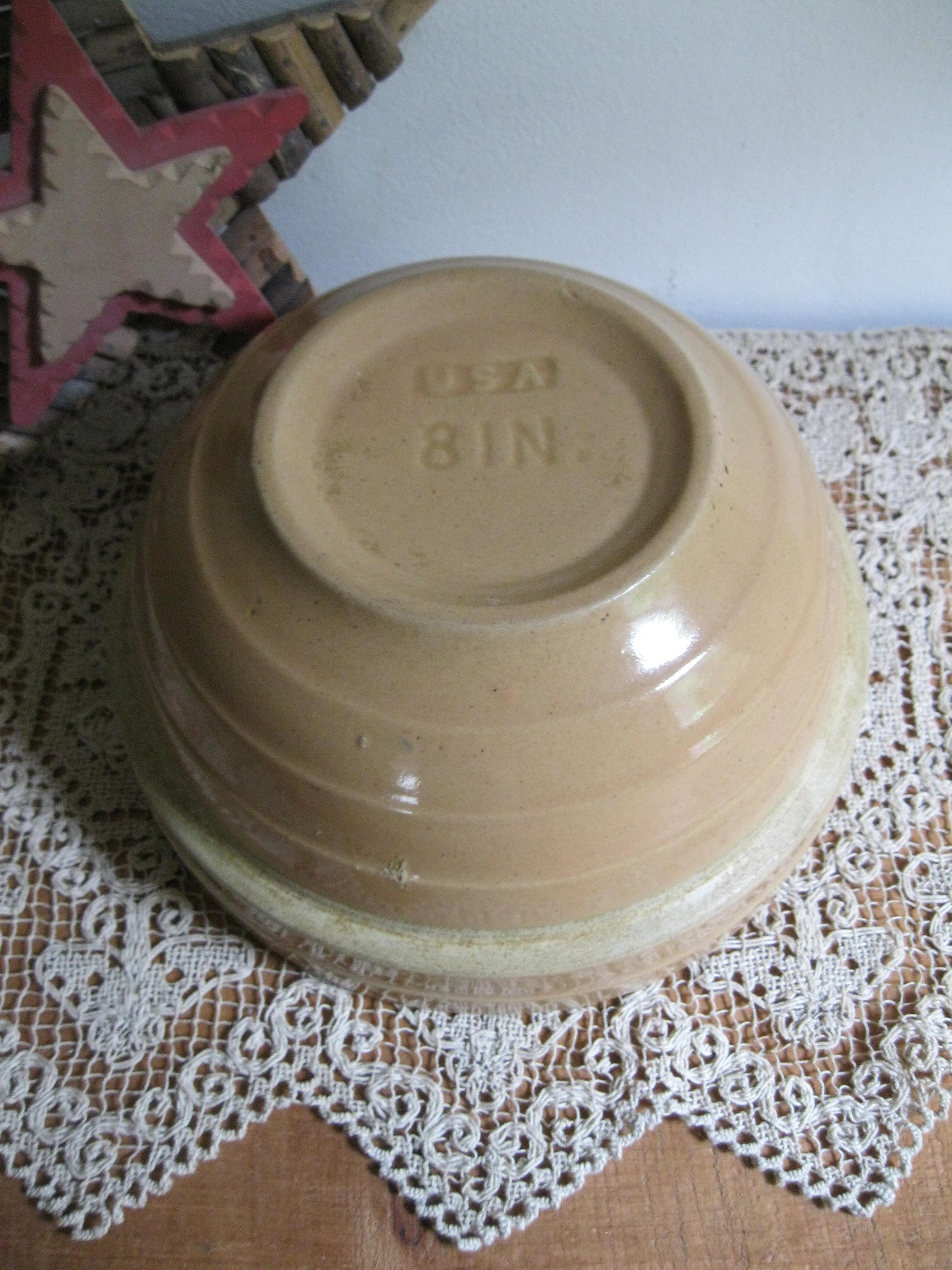 Vintage Stoneware Yellow-ware Pottery Mixing Bowl-glazed Finish ...