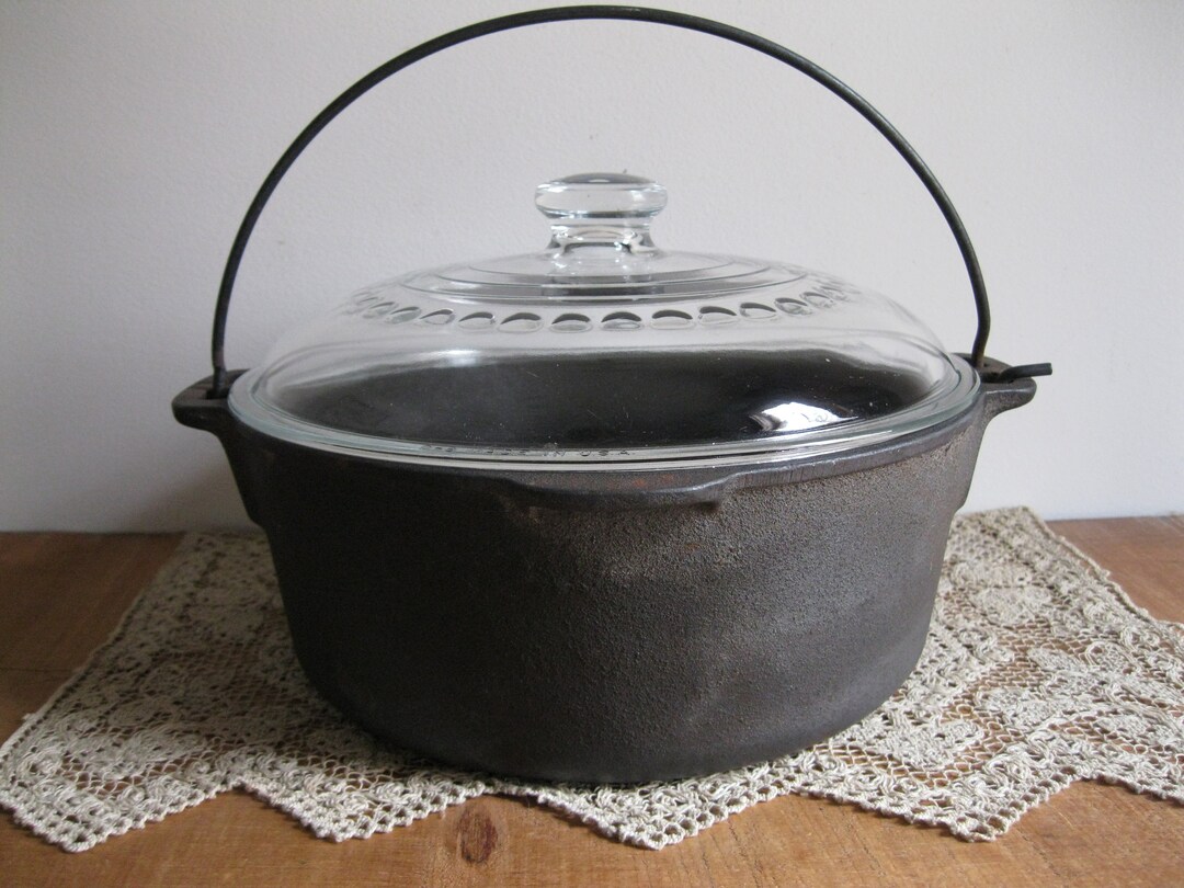 Vintage Wagner Ware Cast Iron Pot W/glass Lid-5 Quart Dutch Oven ...
