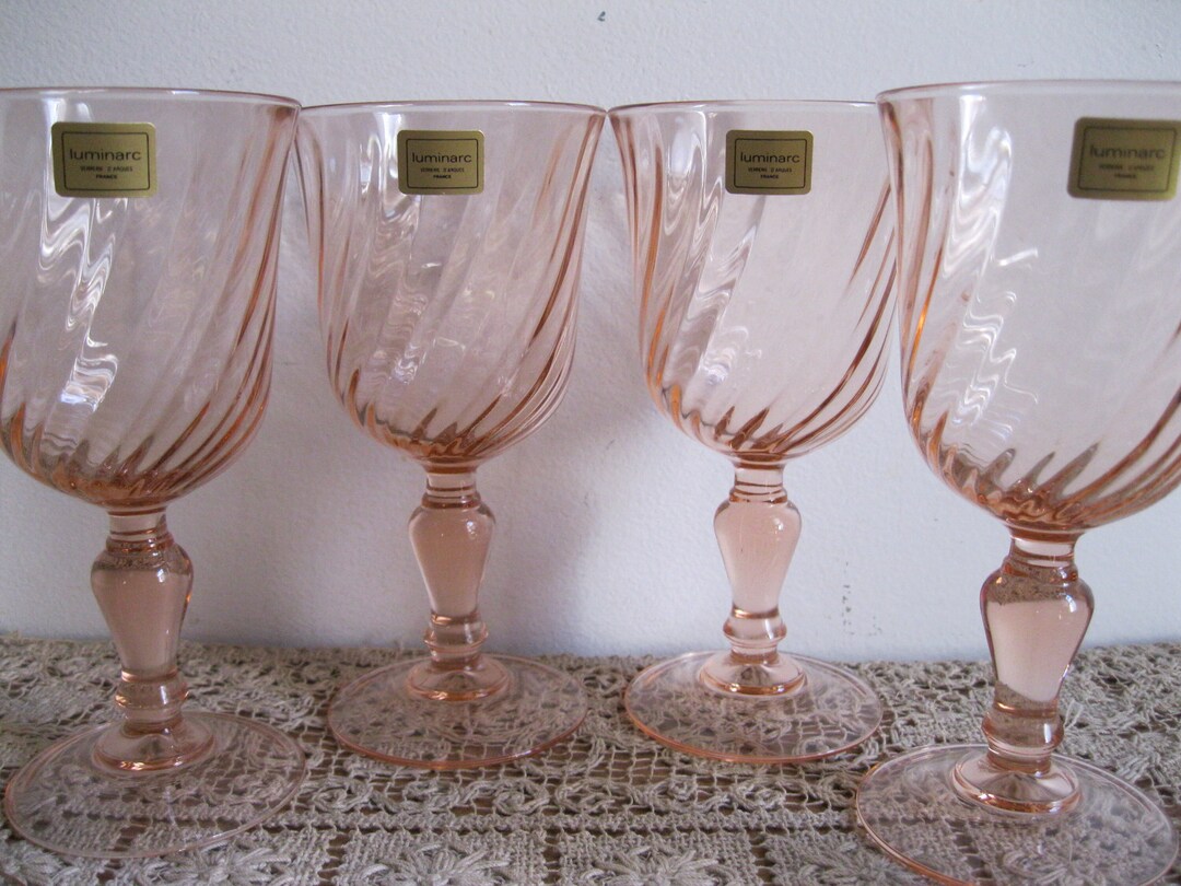 Vintage Luminarc France Pink Wine Glasses (nwt's)-verrerie D'arque ...