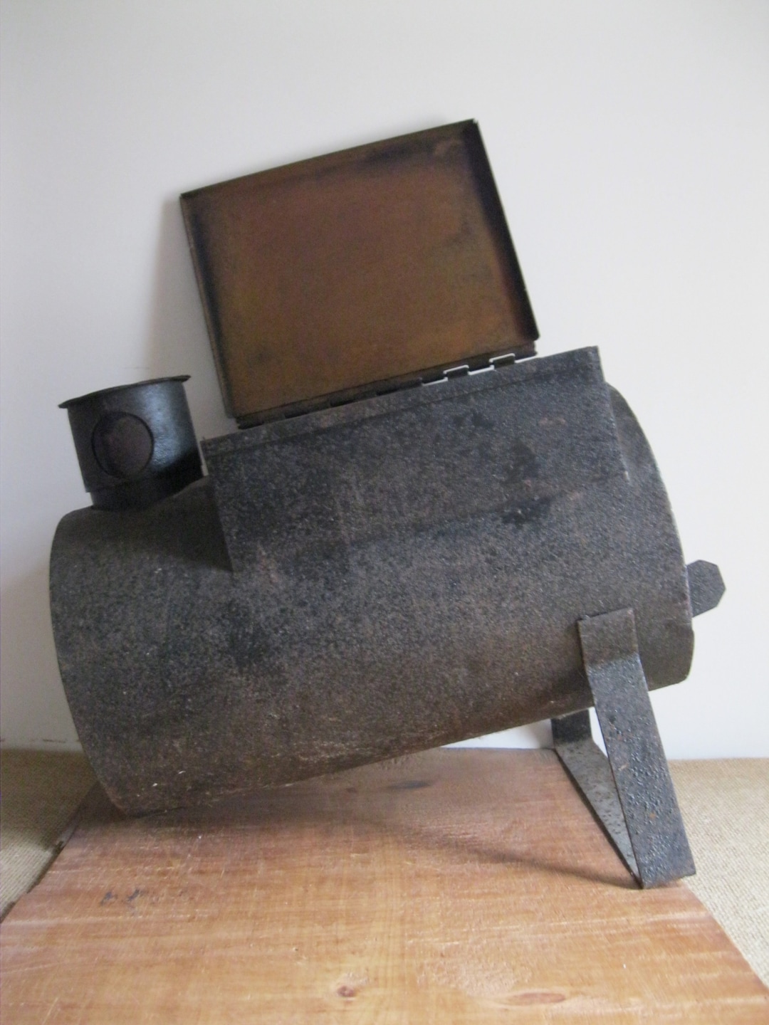 Antique Primitive Chestnut Roaster-black Metal Tin Hearth Fireplace ...