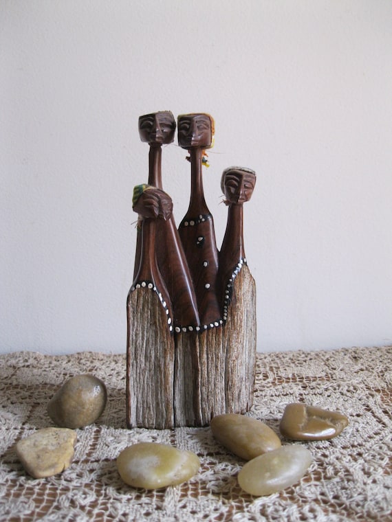 Vintage 4 Head African Statue-hand Carved Collectible Ethnic | Etsy