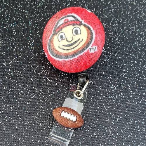 Red Buckeye Nation Football Badge Reel Ohio State ID Holder - Etsy