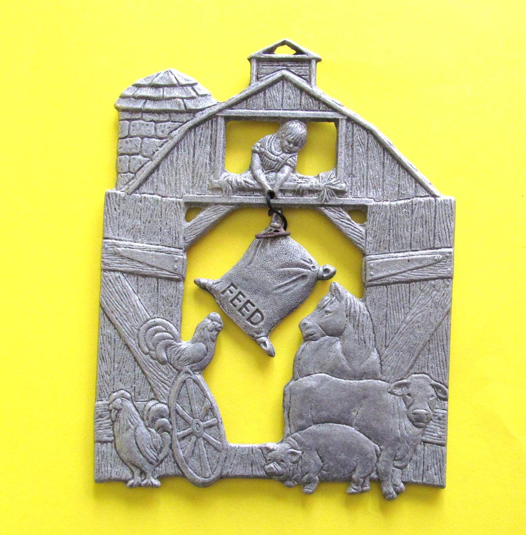 Vintage Pewter Wind Chime Barn Animals Country Style Wall Hanging - Etsy