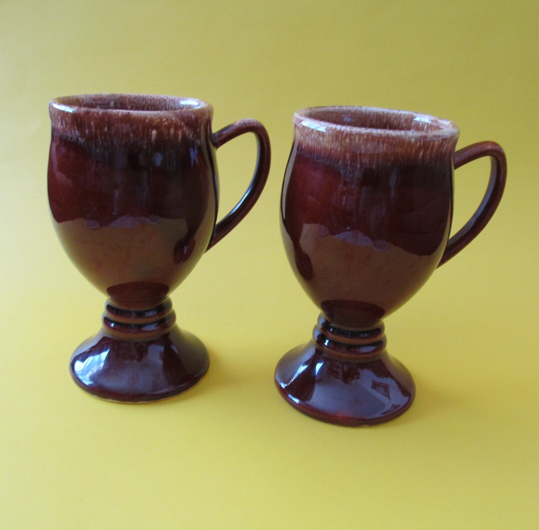 Vintage Pedestal Mug Brown Drip Hull Pottery Irish Coffee Mug Stein ...