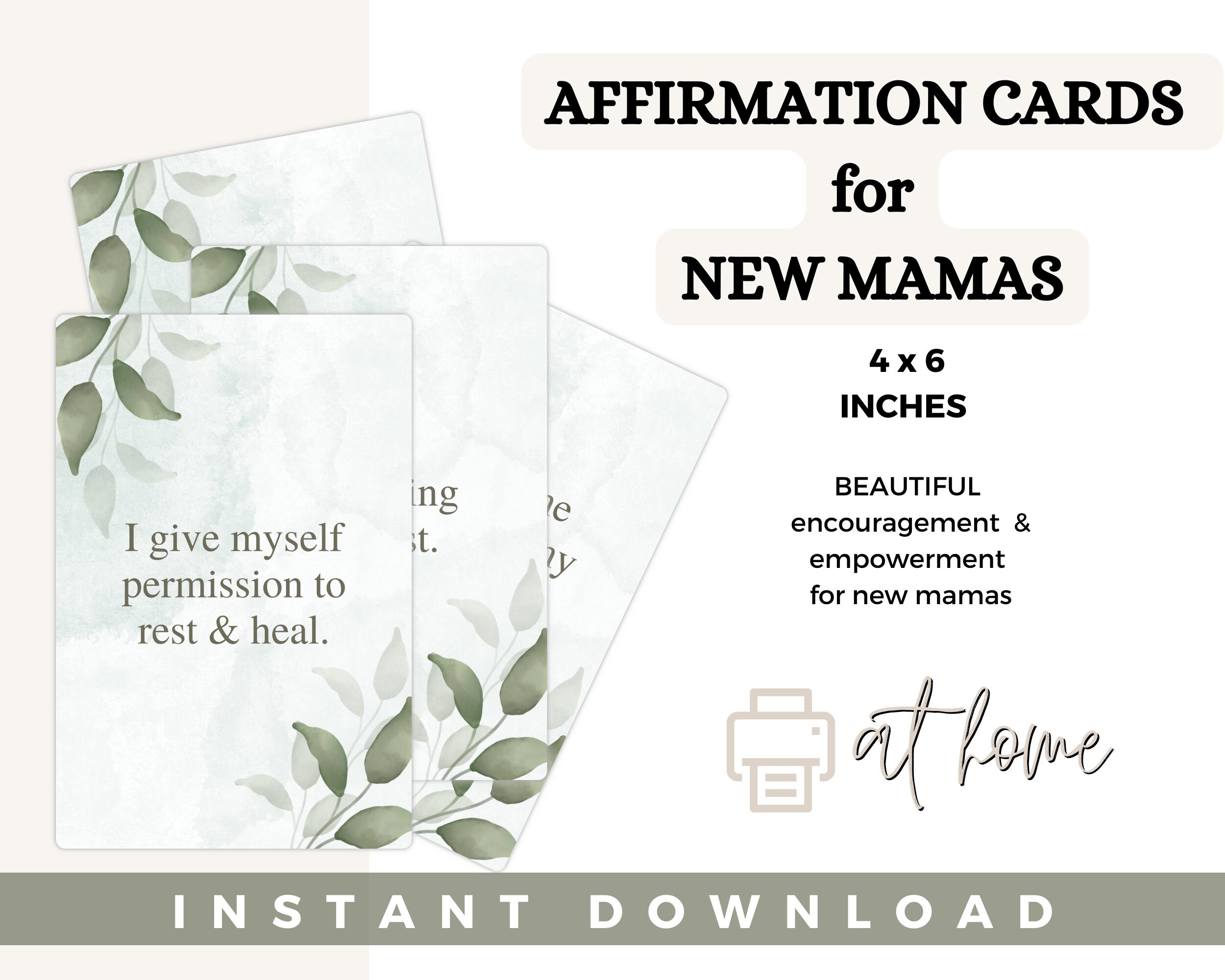 Printable Postpartum Affirmation Cards for New Mom, Motherhood Cards ...
