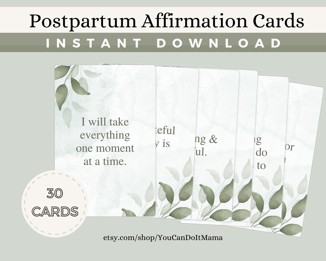 Printable Postpartum Affirmation Cards for New Mom, Motherhood Cards ...