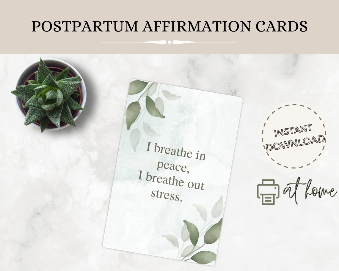 Printable Postpartum Affirmation Cards for New Mom, Motherhood Cards ...