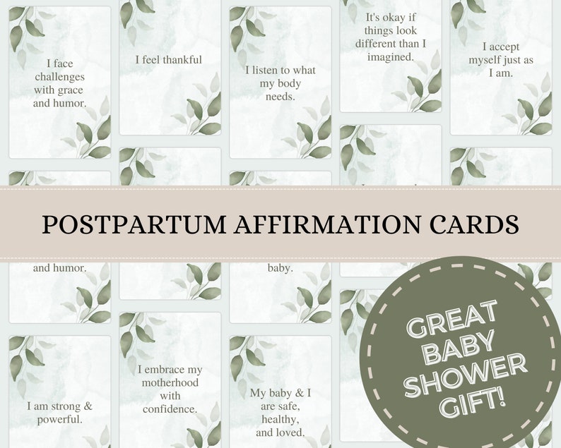 Printable Postpartum Affirmation Cards for New Mom, Motherhood Cards ...