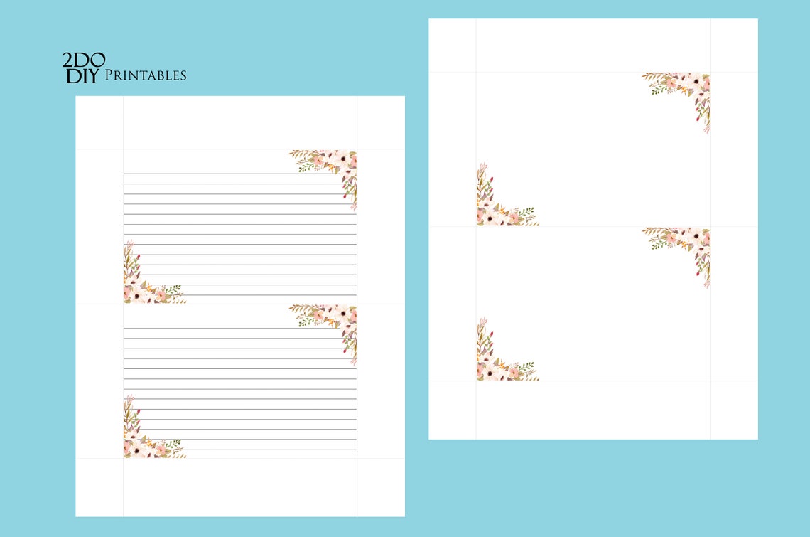 BLUSH Boho Floral Stationery Set Printable Writing Paper 8.5x11 Pink ...