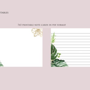 Tropical Stationery Set Printable Writing Paper 8.5x11 7x5 Palm Leaves ...