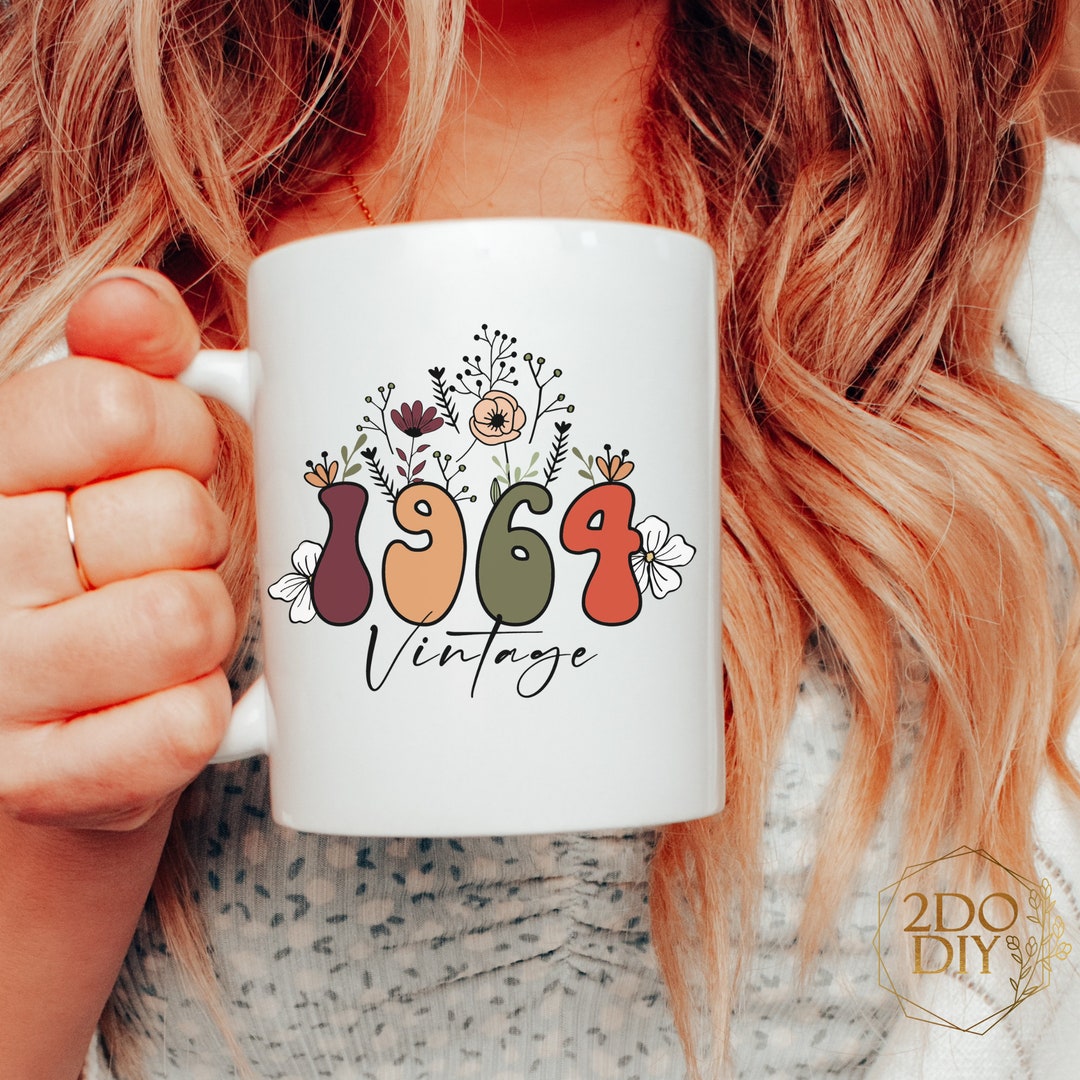 1964 Birth Year Mug, 60 Years Flowers Mug, Vintage 1964 Gift Coffee Mug ...