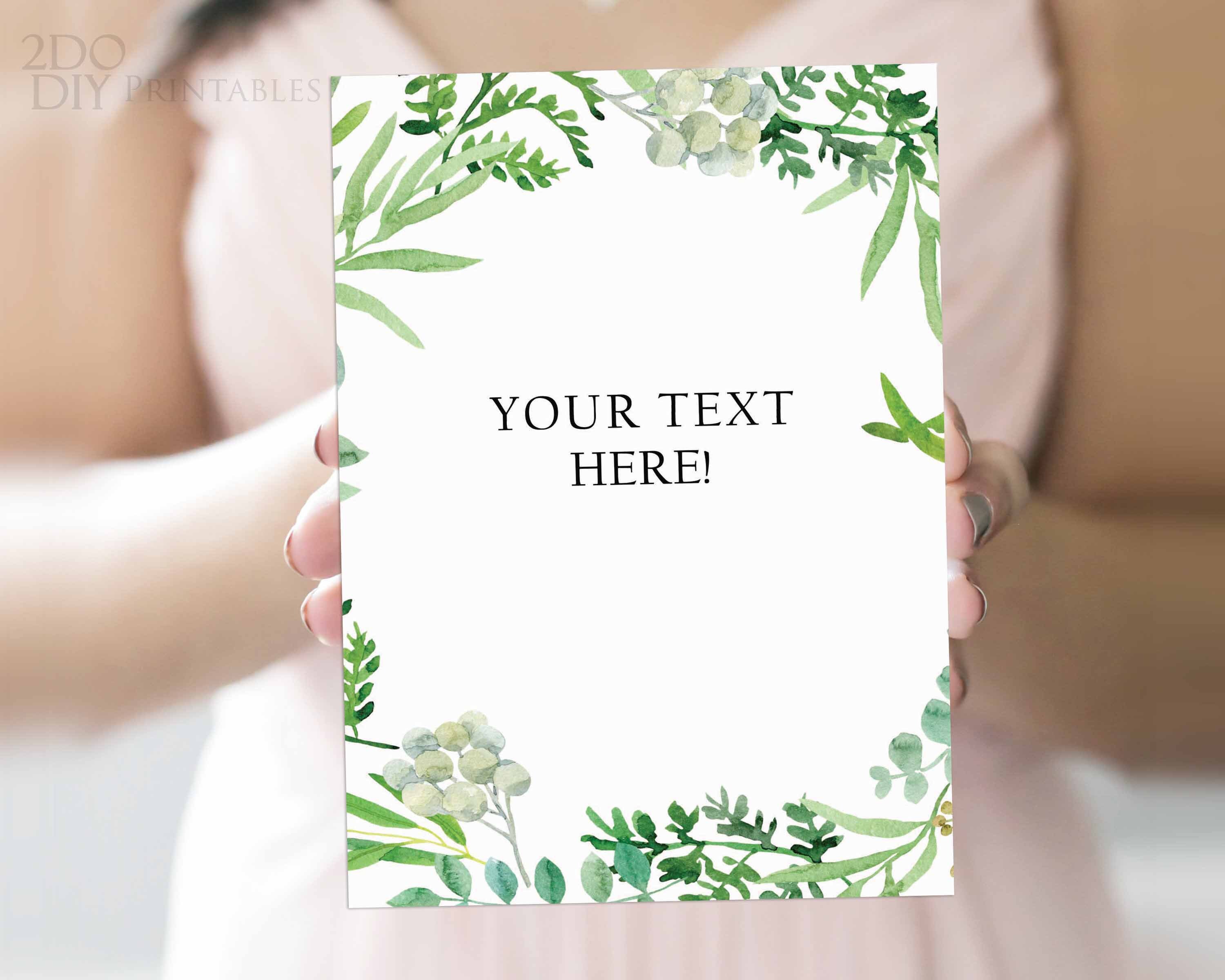 DIY Greenery Template Greenery Stationery Template Any - Etsy