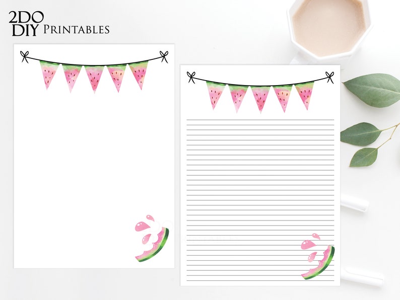 Watermelon Stationery Paper Printable Summer Picnic 8.5x11 Unlined ...