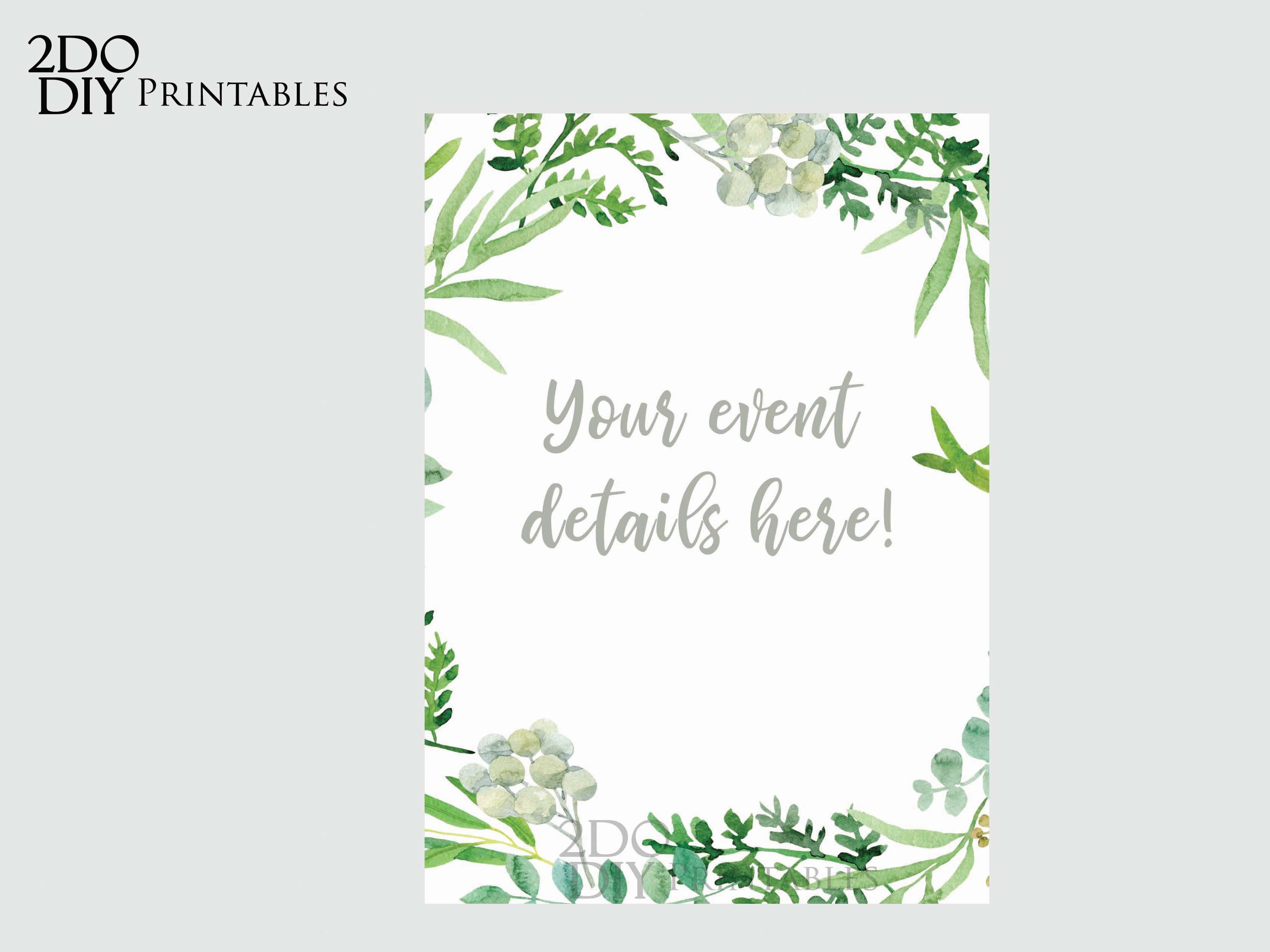 DIY Greenery Template Greenery Stationery Template Any - Etsy