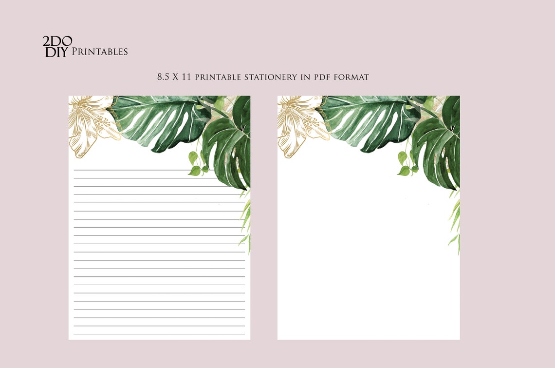 Tropical Stationery Set Printable Writing Paper 8.5x11 - Etsy Hong Kong