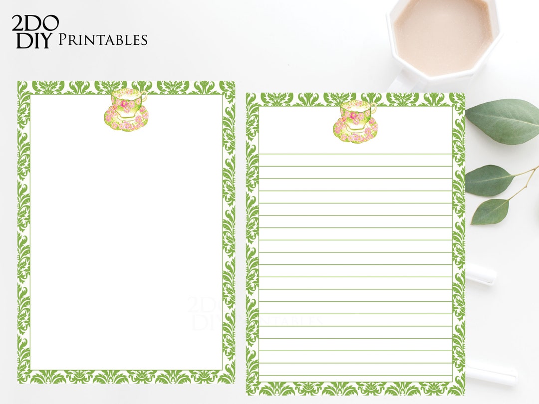 Tea Party Paper Writing Paper Stationary Printable Paper tea Cup ...