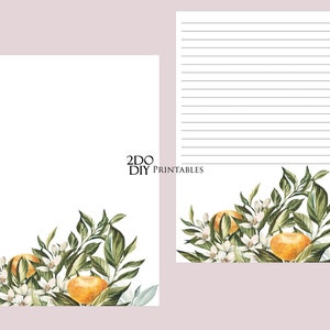 Citrus Printable Stationery Writing Paper 8.5x11 downloadable Note ...