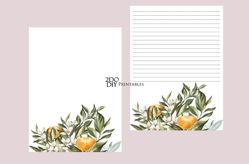 Citrus Printable Stationery Writing Paper 8.5x11 downloadable Note ...