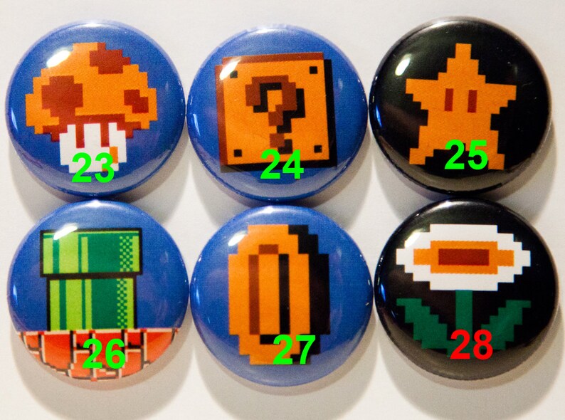 Set of 6 Super Mario Bros. 1 Pinback Buttons - Etsy