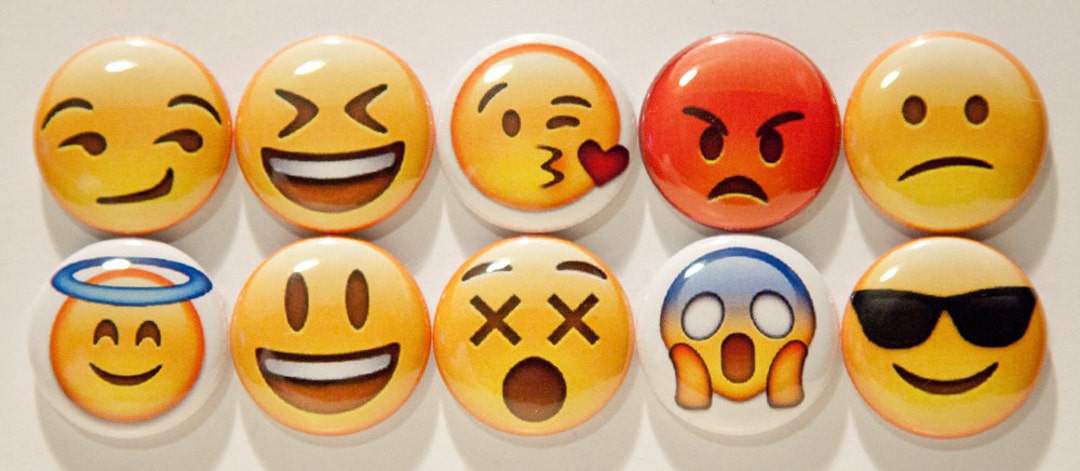 Set of 10 Emoji Faces 1 Pinback Buttons set 2 - Etsy