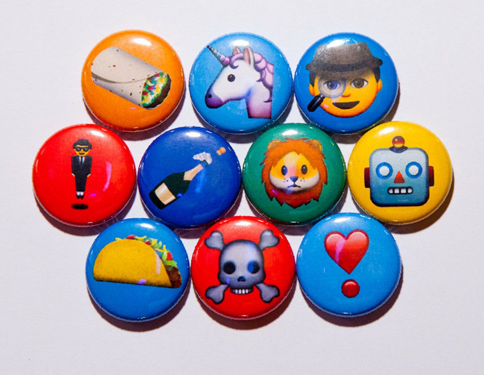 Set of 10 NEW Emoji 1 Pinback Buttons - Etsy