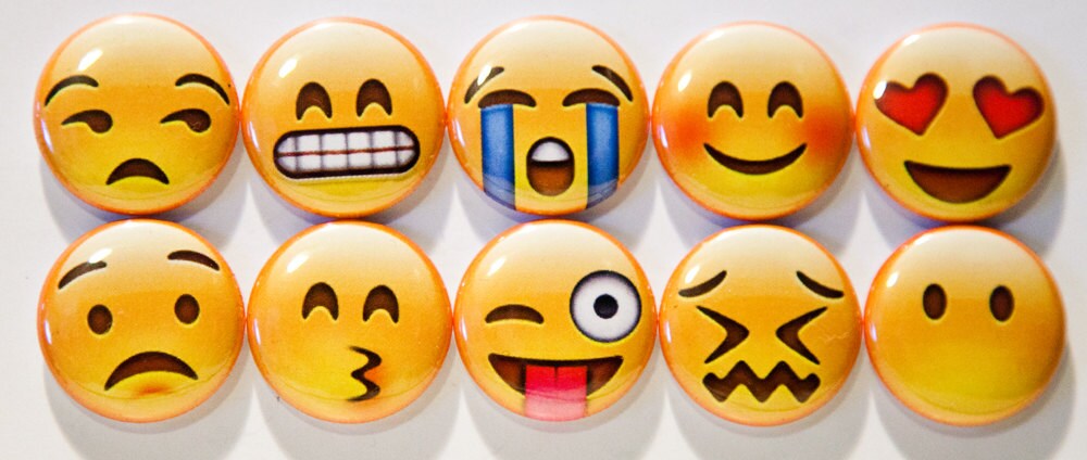 Set of 10 Emoji Faces 1 Pinback Buttons set 1 - Etsy