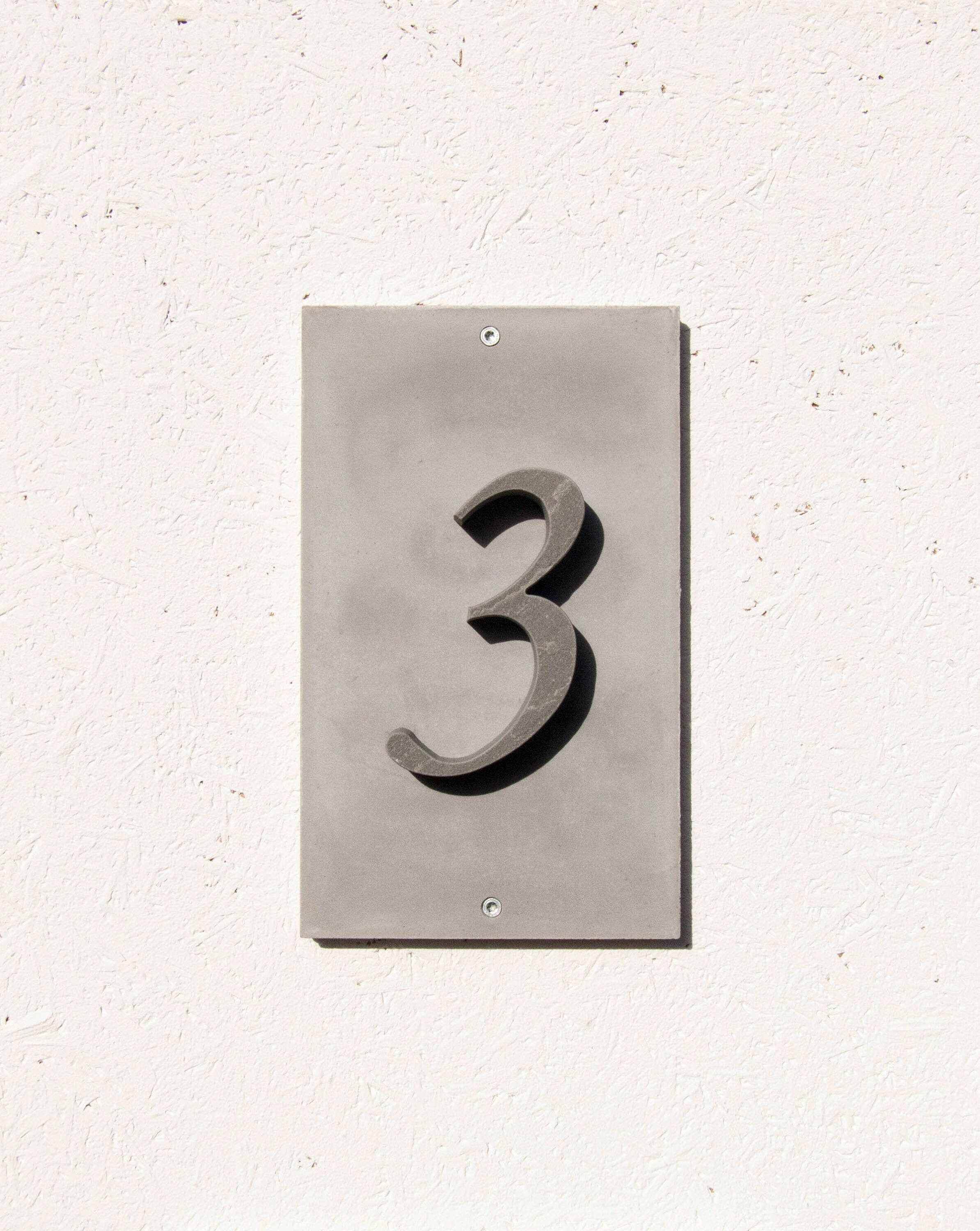 House Number "3" of Stone - Etsy