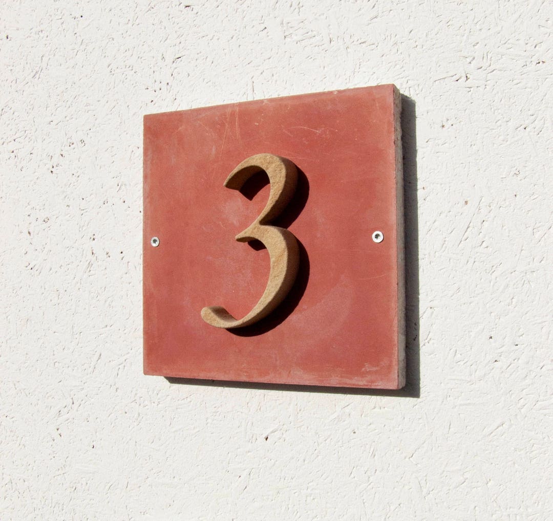 House Number "3" of Stone - Etsy