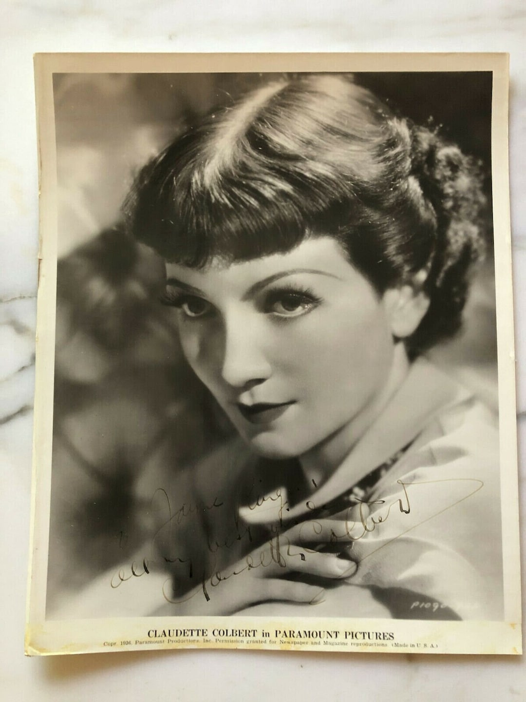 Claudette Colbert - Signed Original 8x10 Paramount Photo - 1936 ...