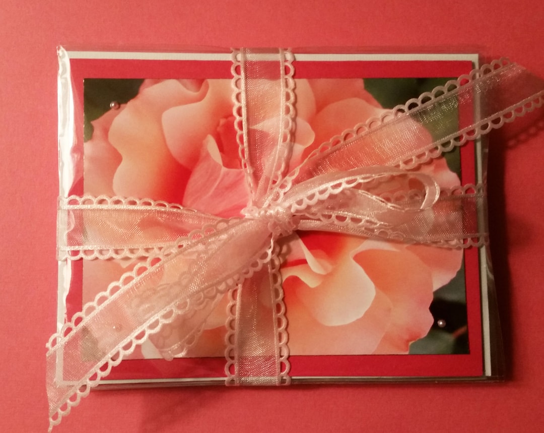Pink Rose Photo Note Card Set of 6 Floral Notecard Set Coral - Etsy