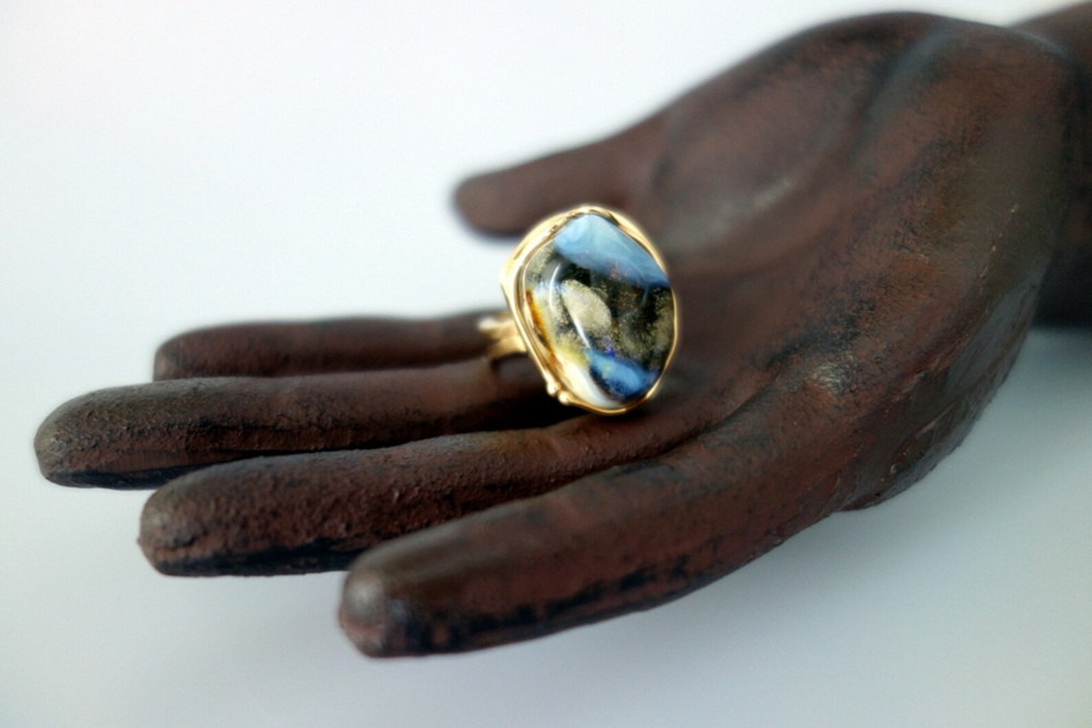 NATURAL Blue BALTIC AMBER Ring - Etsy Canada