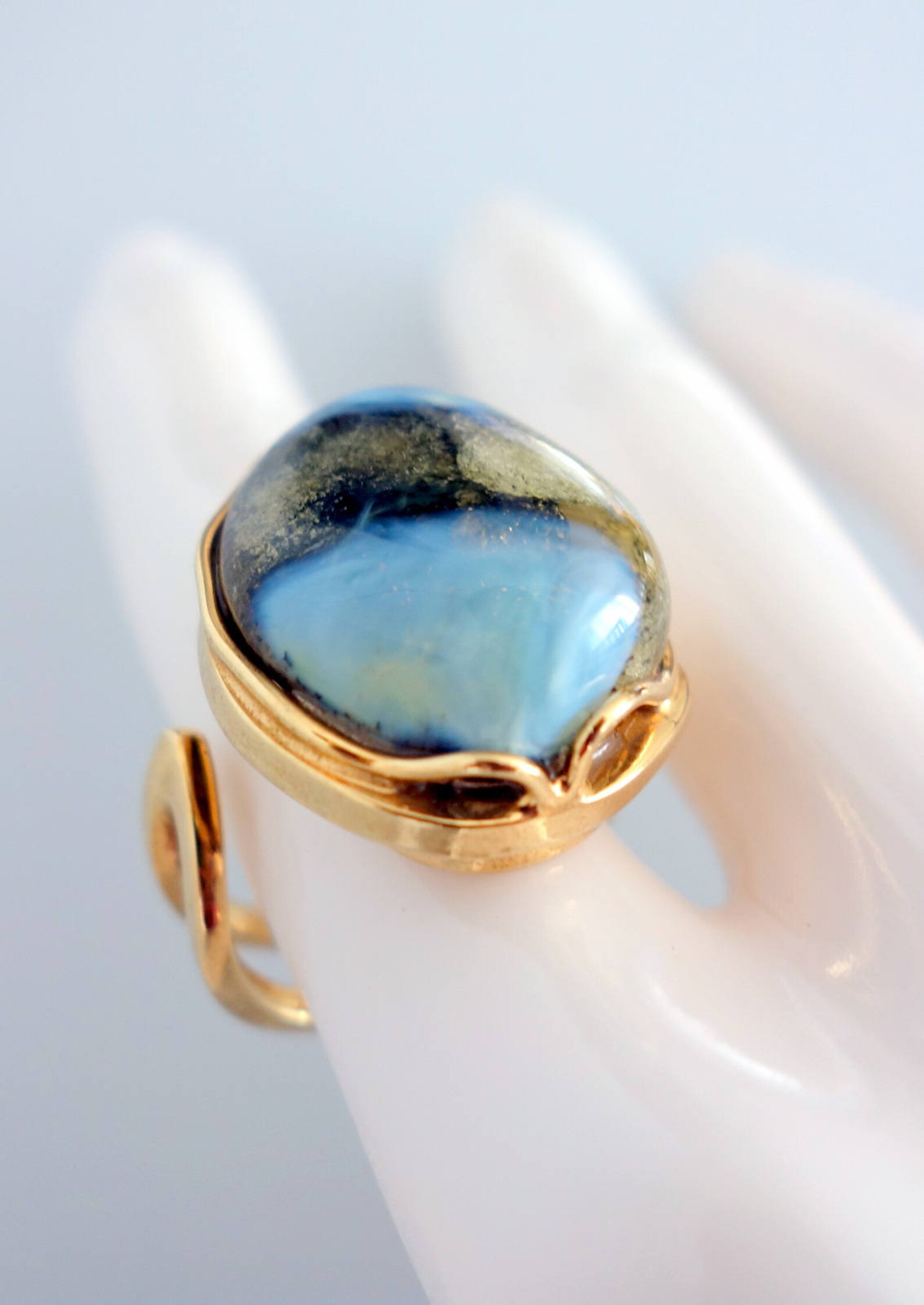 NATURAL Blue BALTIC AMBER Ring - Etsy Canada